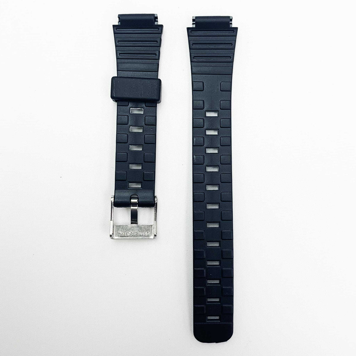 14MM PVC Plastic Watch Band Black for Casio Timex Seiko Citizen Iron M