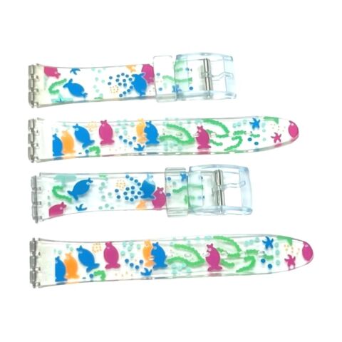 Plastic PVC Watch Band Transparent Art Design Swatch Replacement with